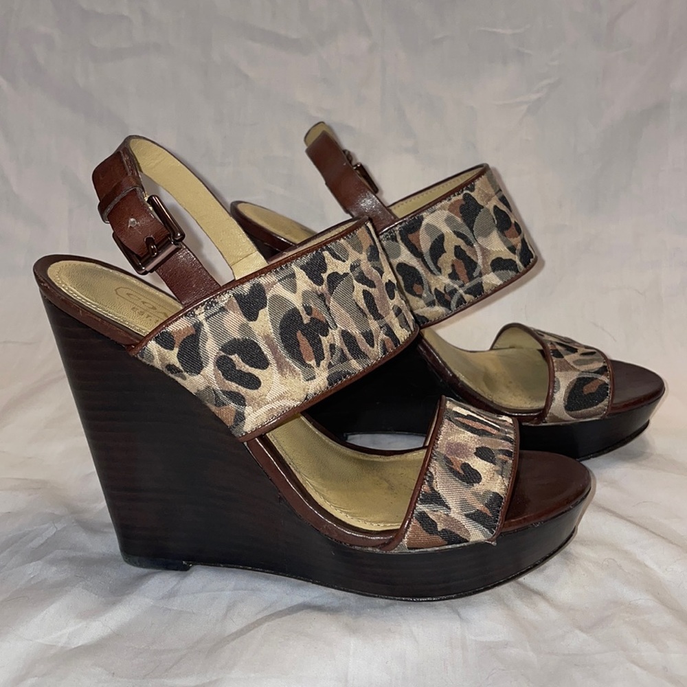 Coach Jezebel Ocelot Wood Wedges Leopard Cheetah Prin… - Gem